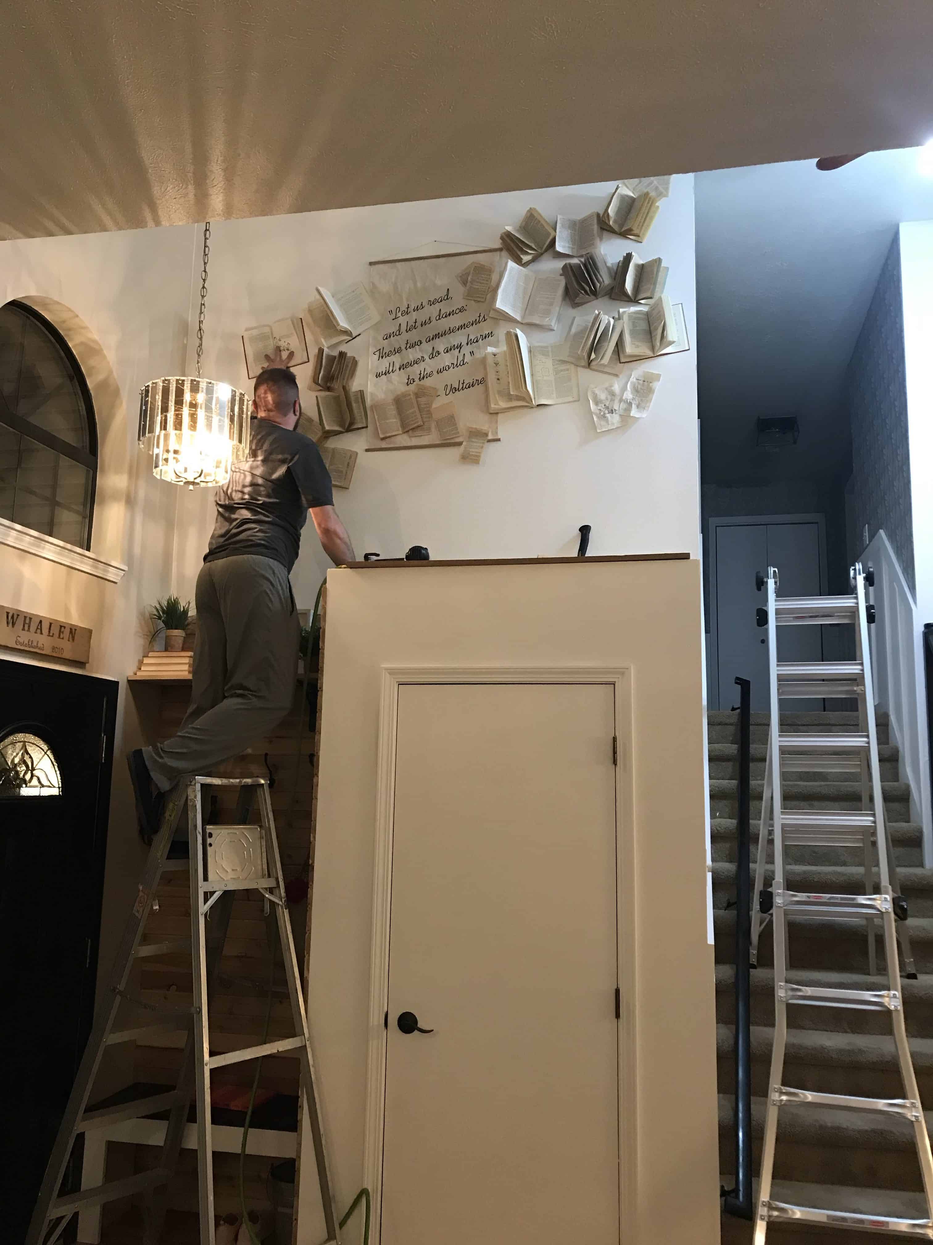 A Book Wall tutorial. How to construct a beautiful wall of books