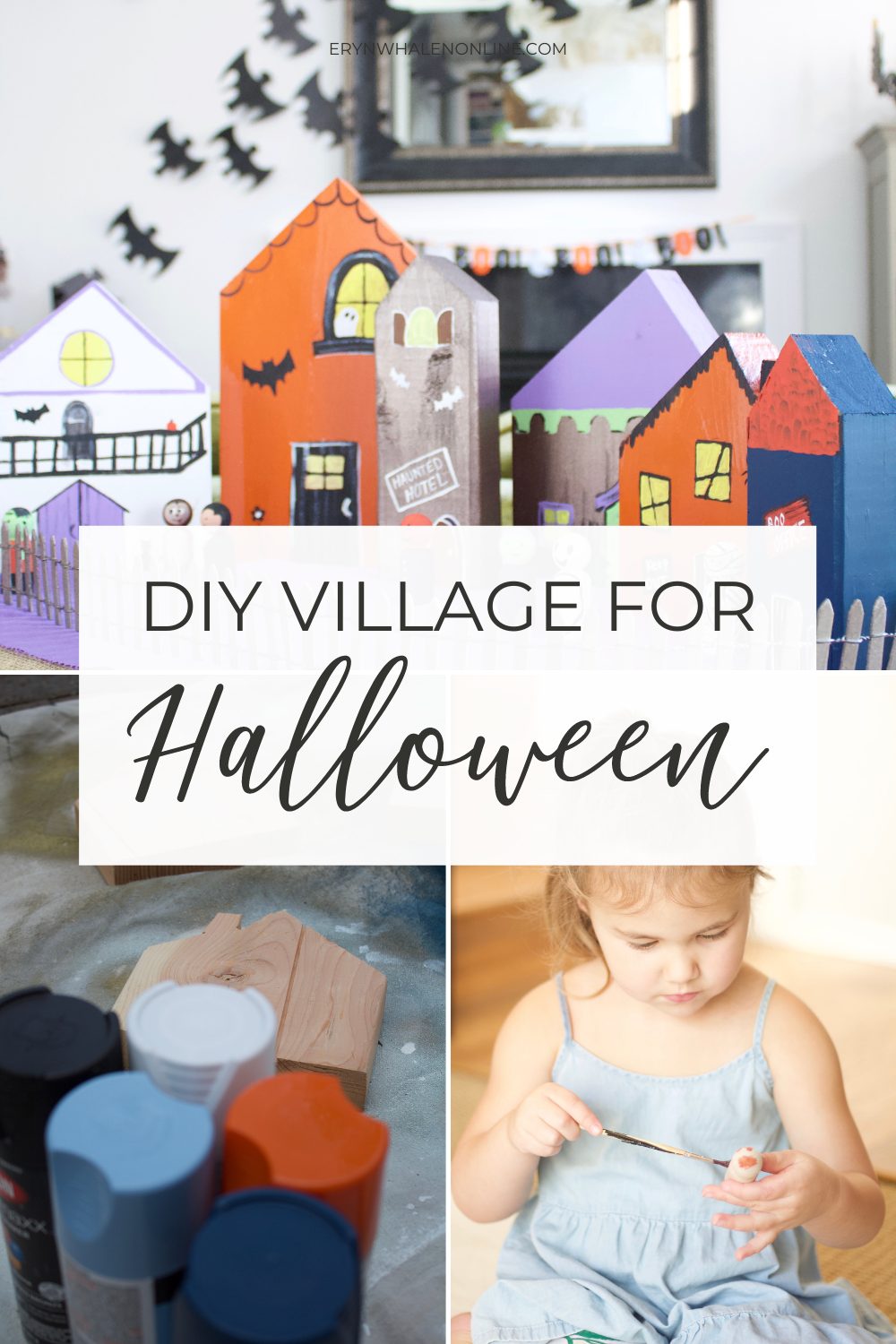 How to make an easy DIY Halloween Village for decor and kids play