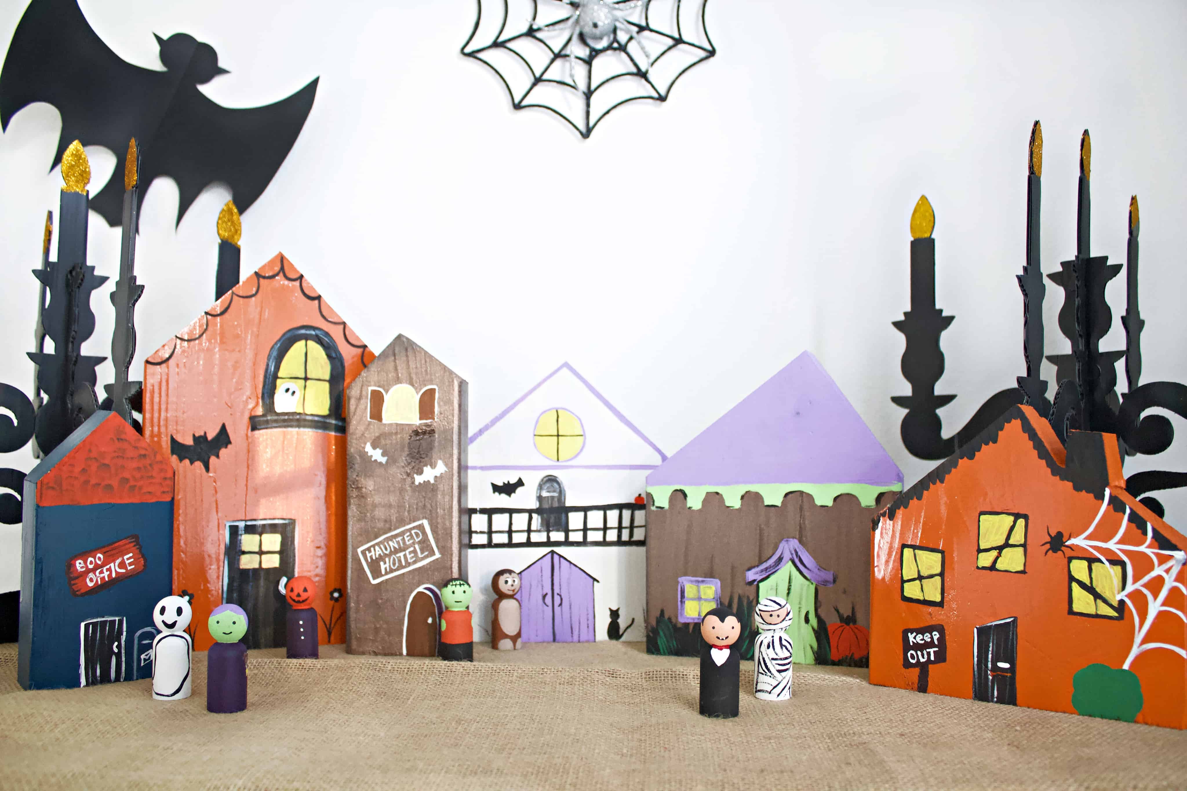How to make an easy DIY Halloween Village for decor and kids play