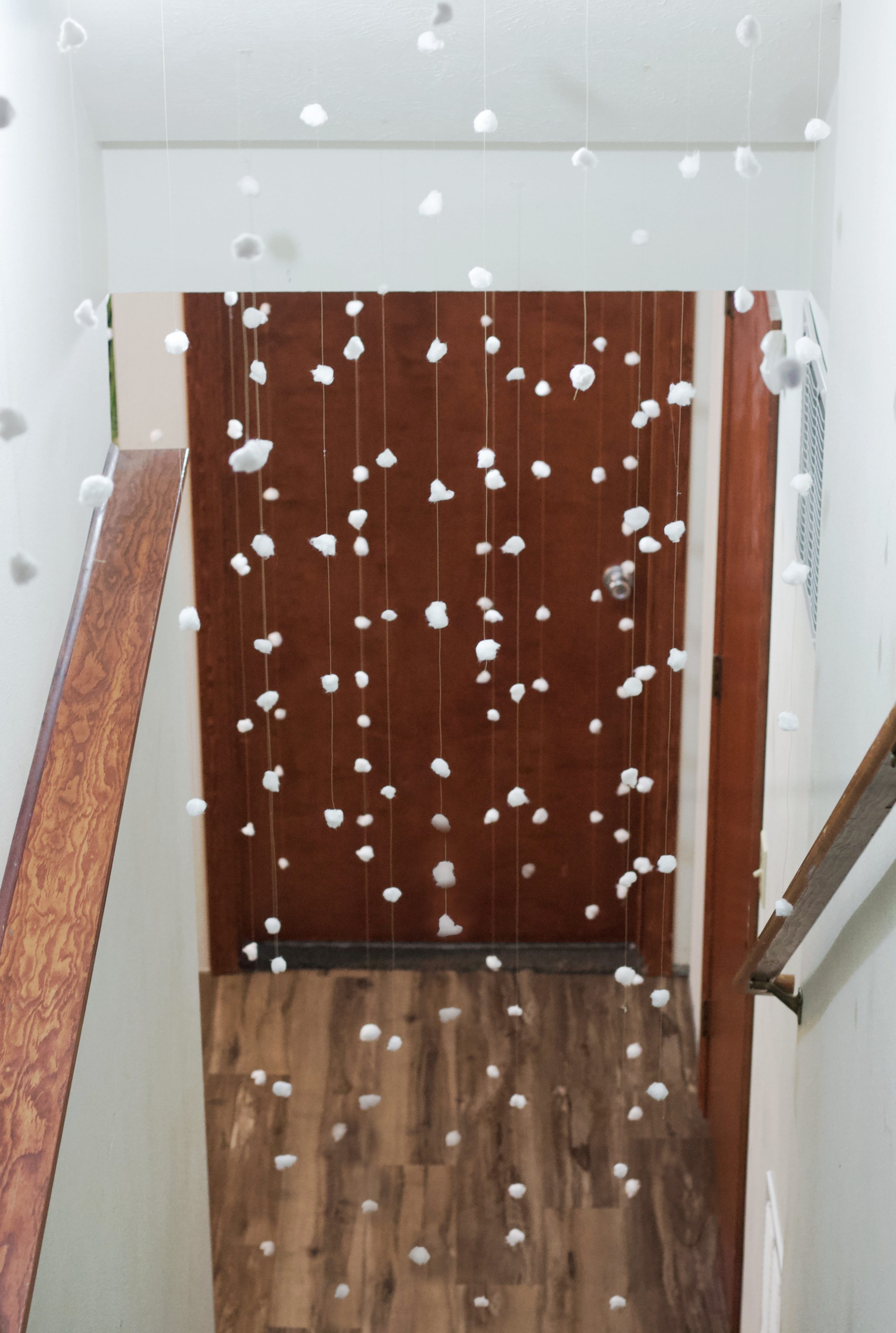 Snow Garland with Cotton Balls and String | Creating a Winter Wonderland